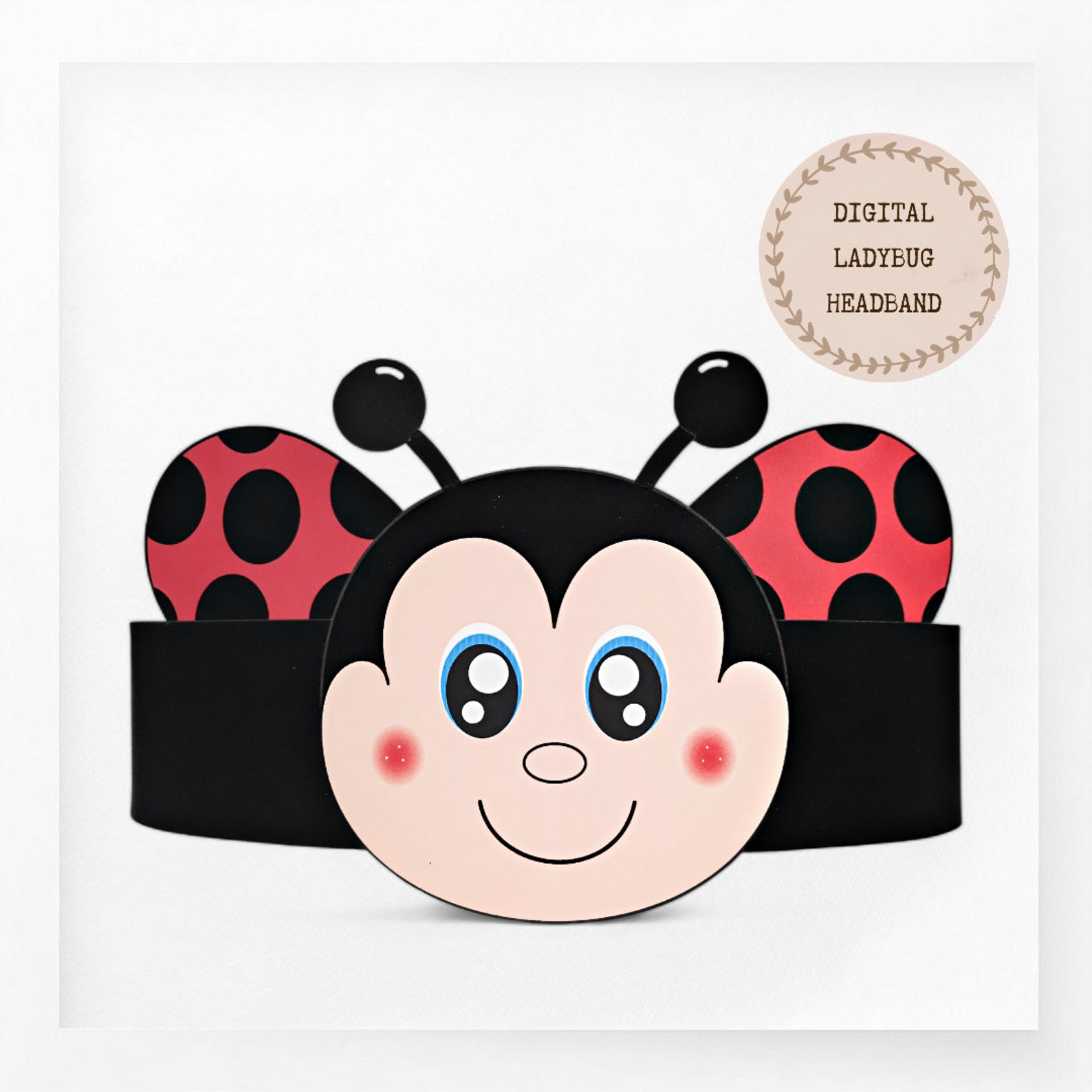 Ladybug Paper Crown, Animal Paper Hat for Kids, Instant Download Paper ...
