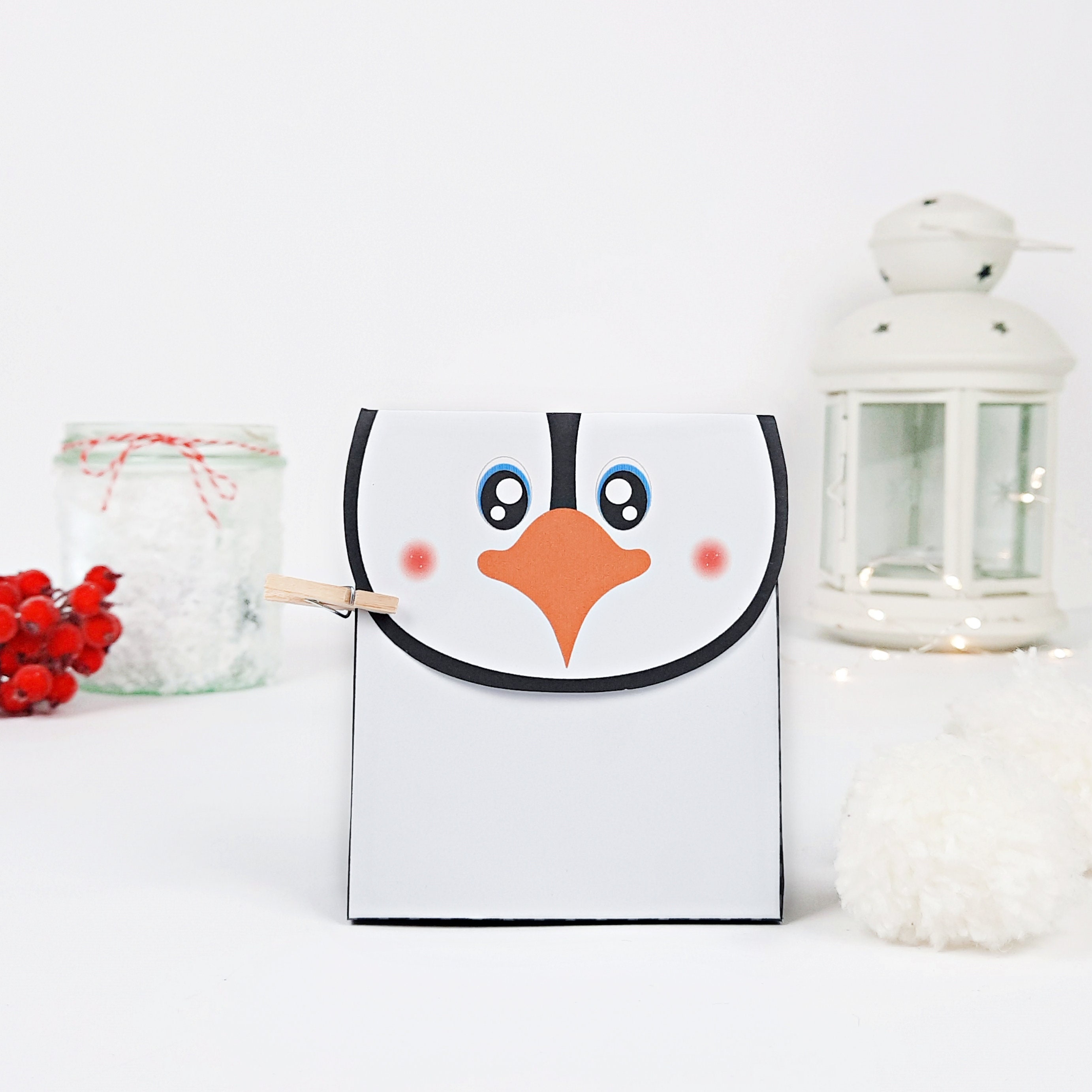 Penguin Gift Box Printable Favor Box Christmas Template to - Etsy
