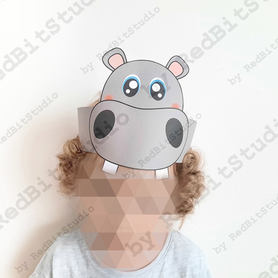 Hippo Paper Crown, Animal Paper Hat for Kids, Instant Download Paper ...
