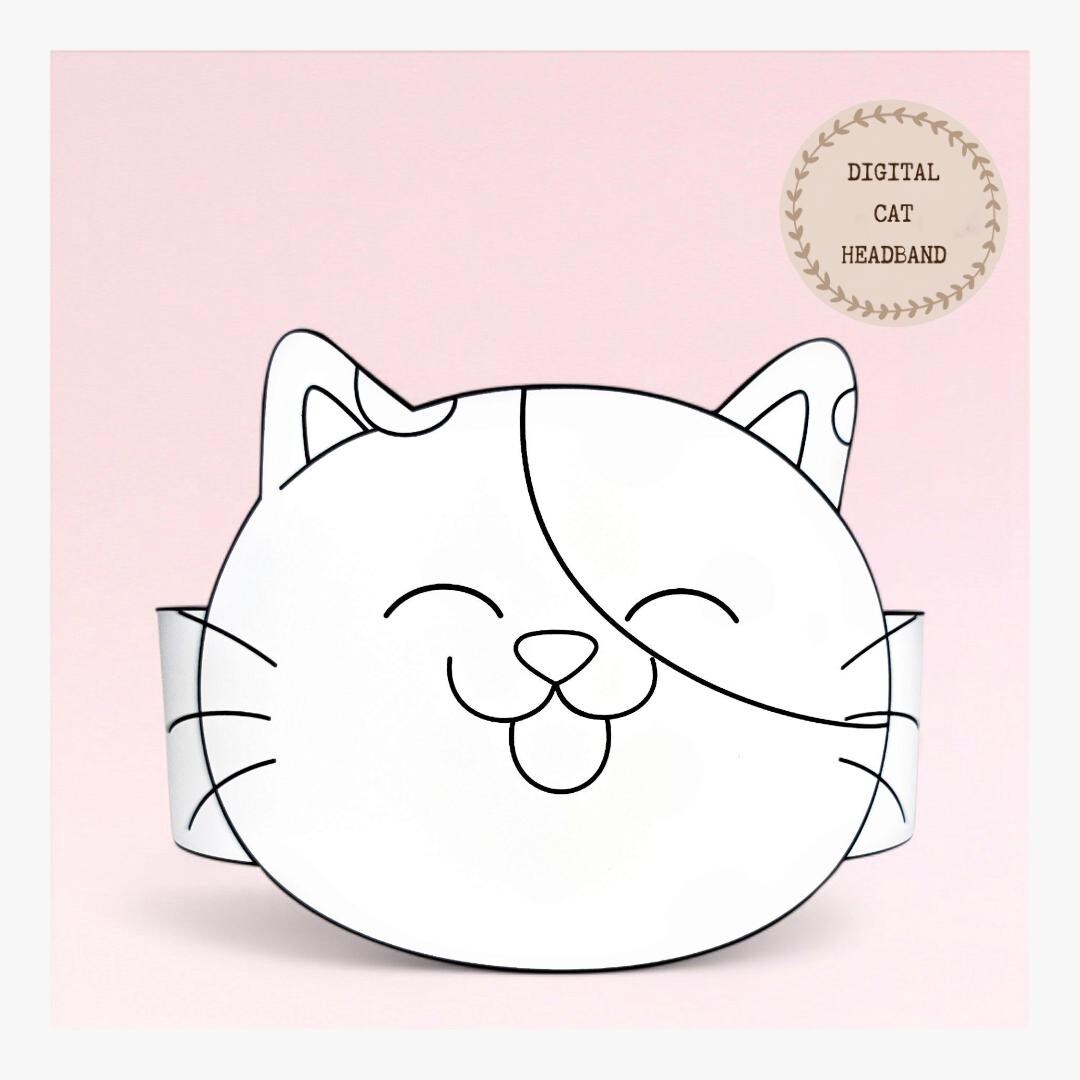 Cat Paper Coloring Crown,animal Paper Hat for Kids,instant Download ...
