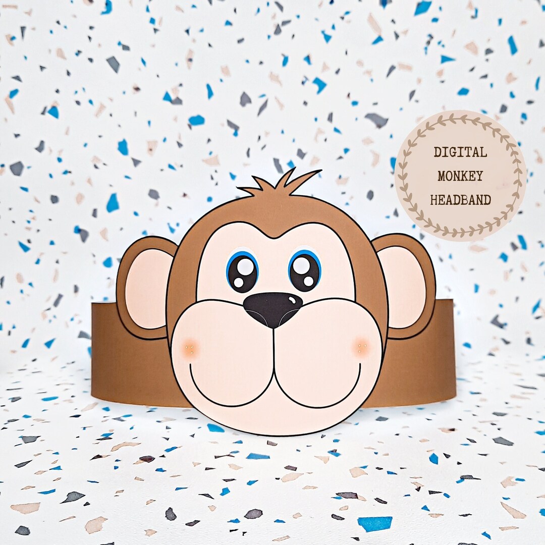 Monkey Paper Crown, Animal Paper Hat for Kids, Instant Download Paper ...