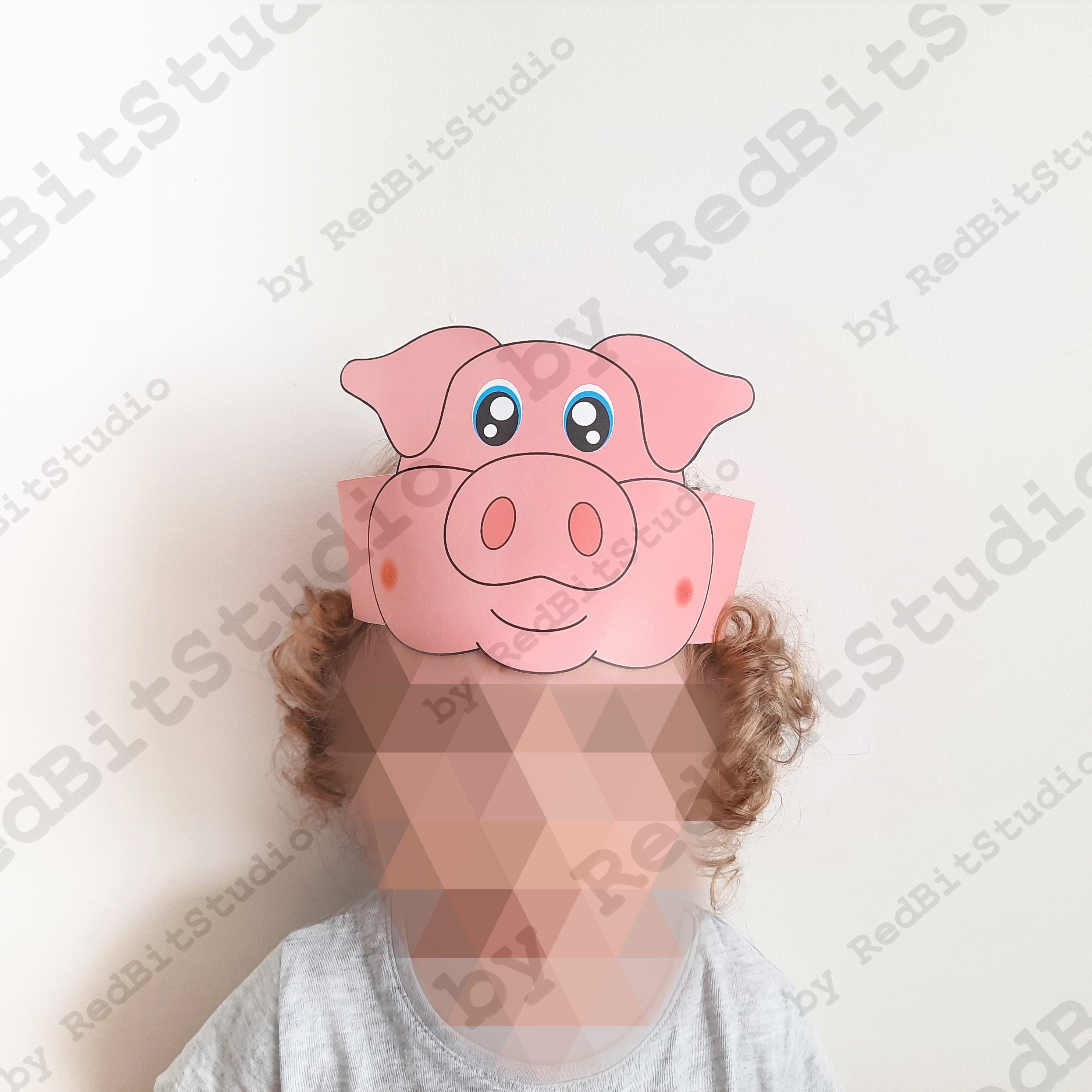 Pig Paper Crown, Animal Paper Hat for Kids, Instant Download Paper ...