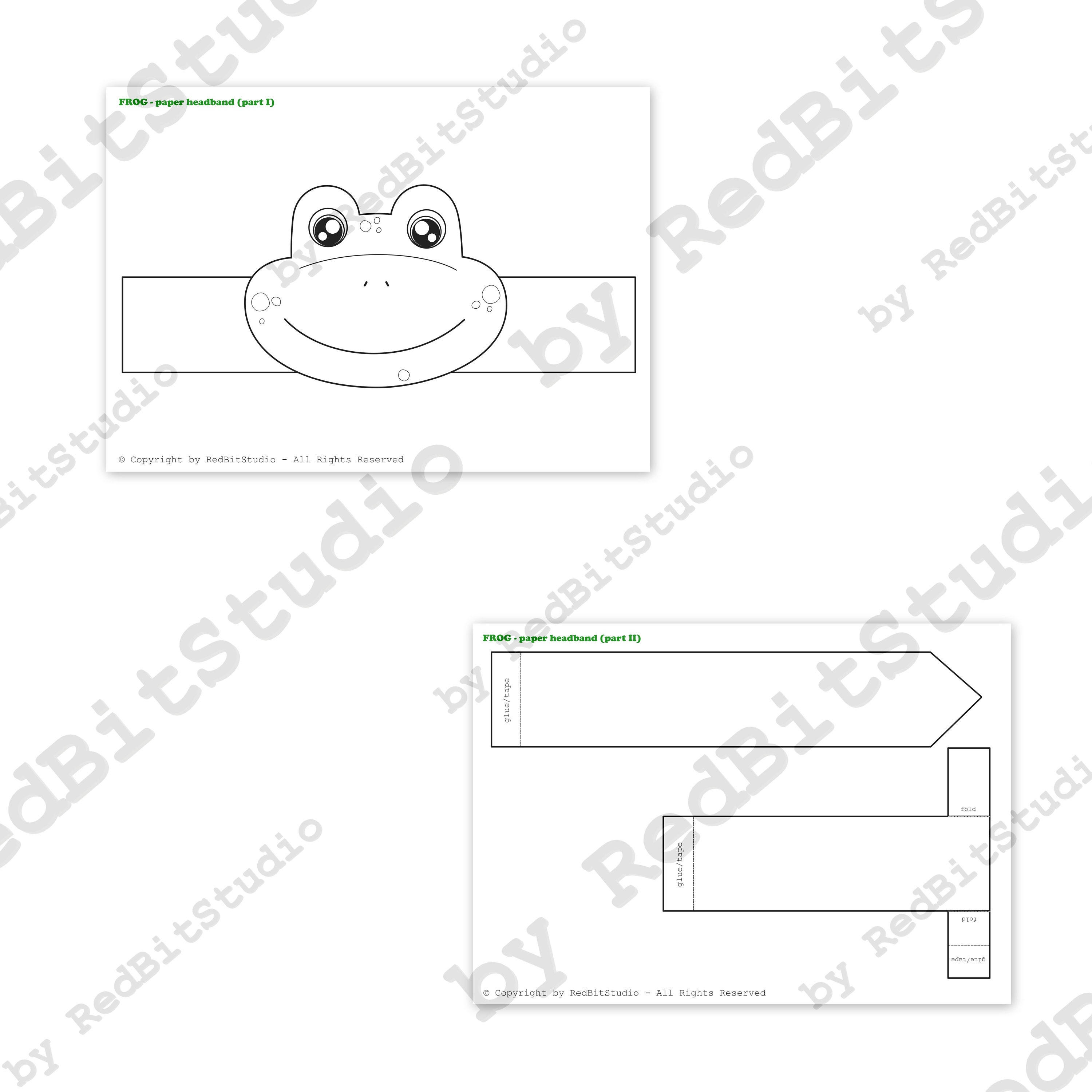 Frog Paper Coloring Crown, Animal Paper Hat for Kids, Instant Download ...