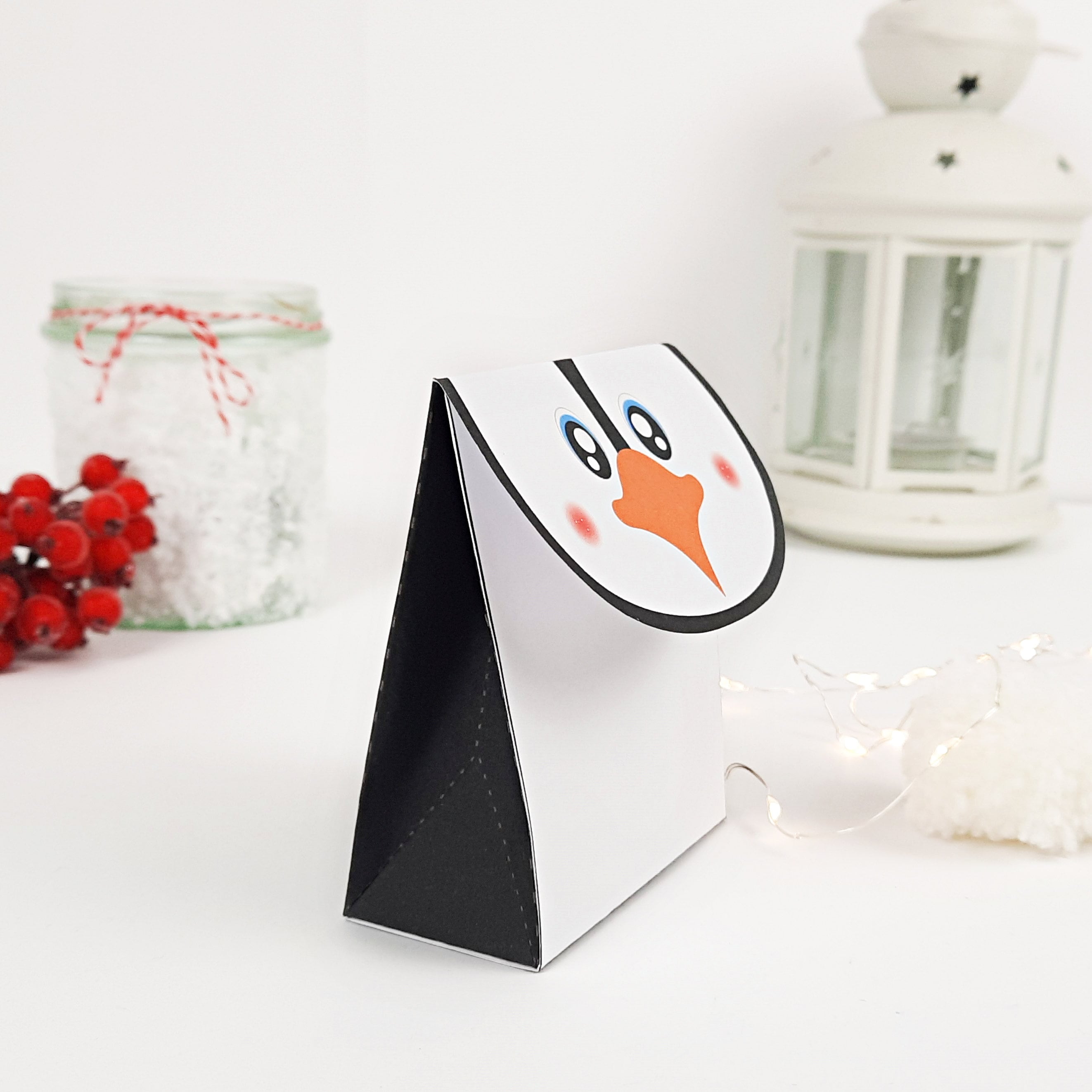 Penguin Gift Box Printable Favor Box Christmas Template to - Etsy