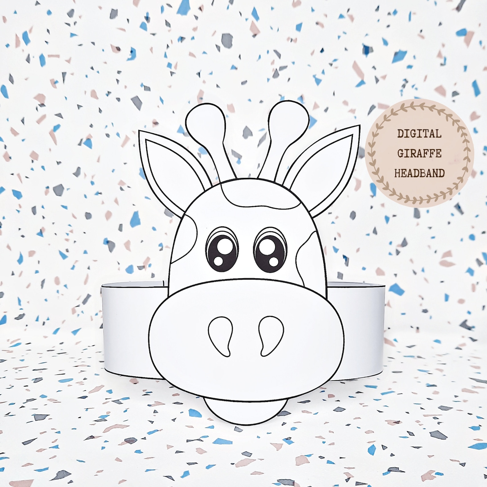 Giraffe Paper Coloring Crown, Animal Paper Hat for Kids, Instant ...