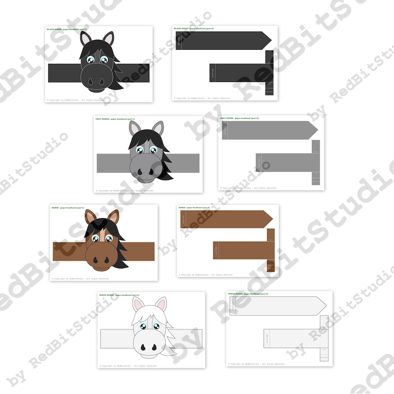 4 Horses Paper Crowns, Horses Paper Hats for Kids, Instant Download ...