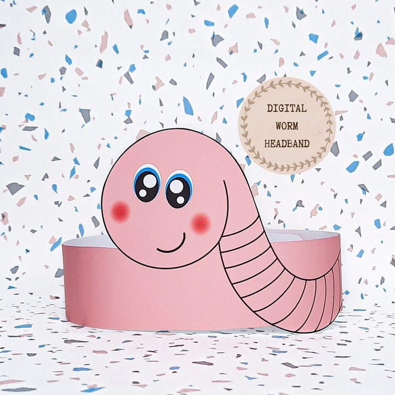 Worm Paper Crown Animal Paper Hat for Kids Instant Download - Etsy
