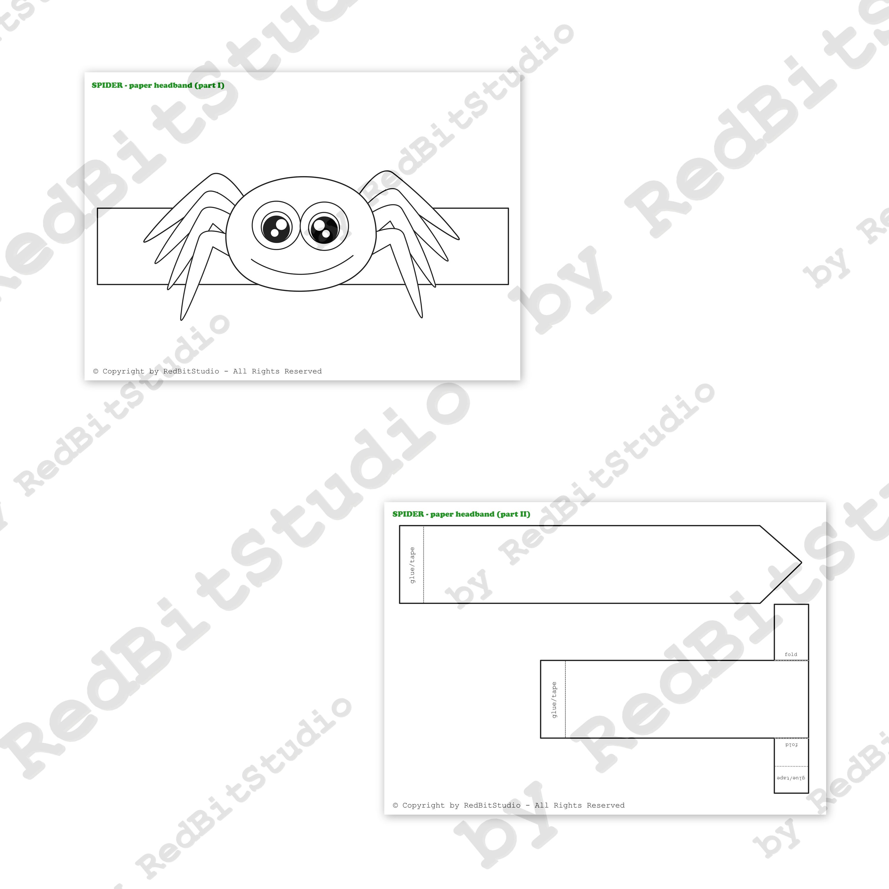 Spider Paper Coloring Crown, Animal Paper Hat for Kids, Instant ...