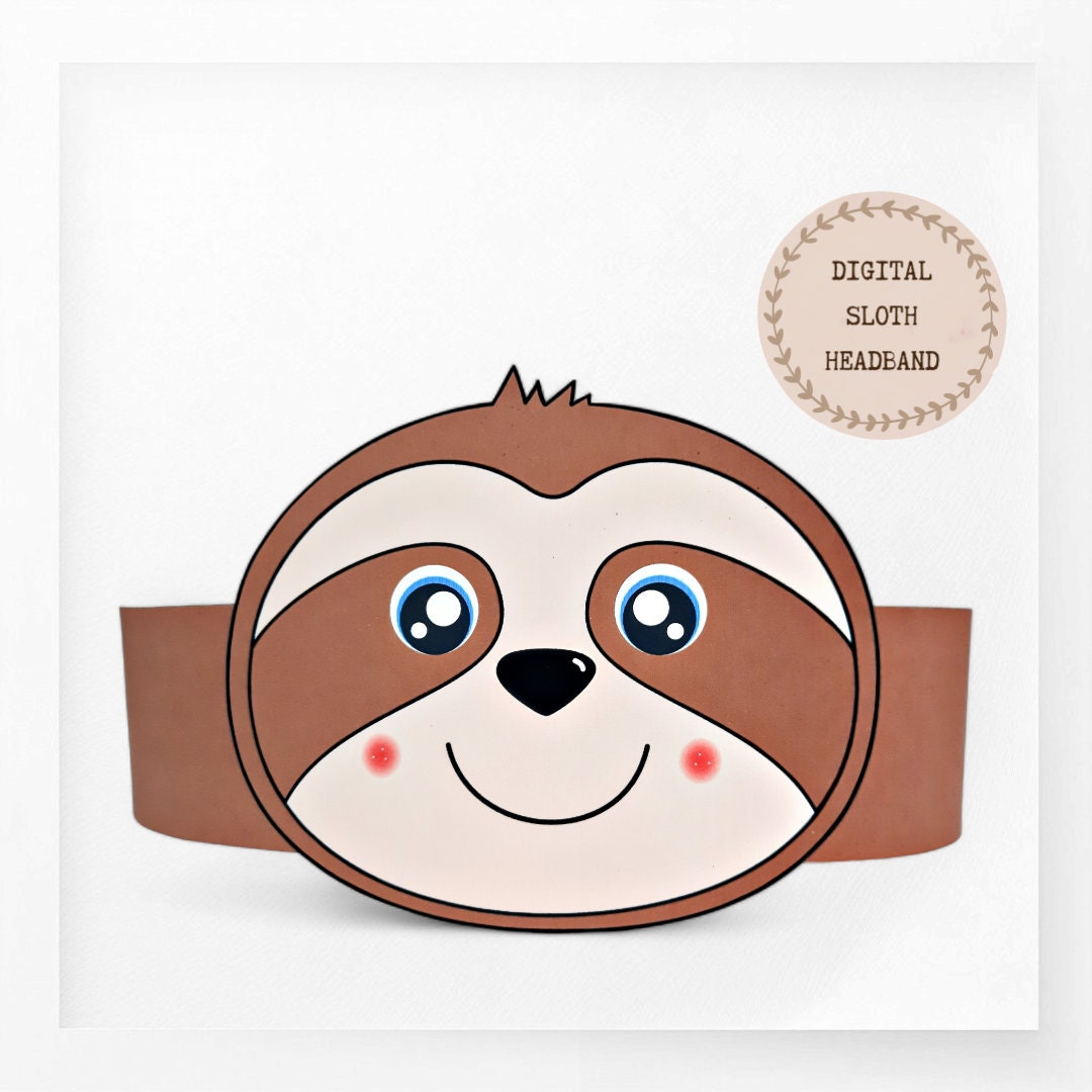 Sloth Paper Crown, Animal Paper Hat for Kids, Instant Download Paper ...