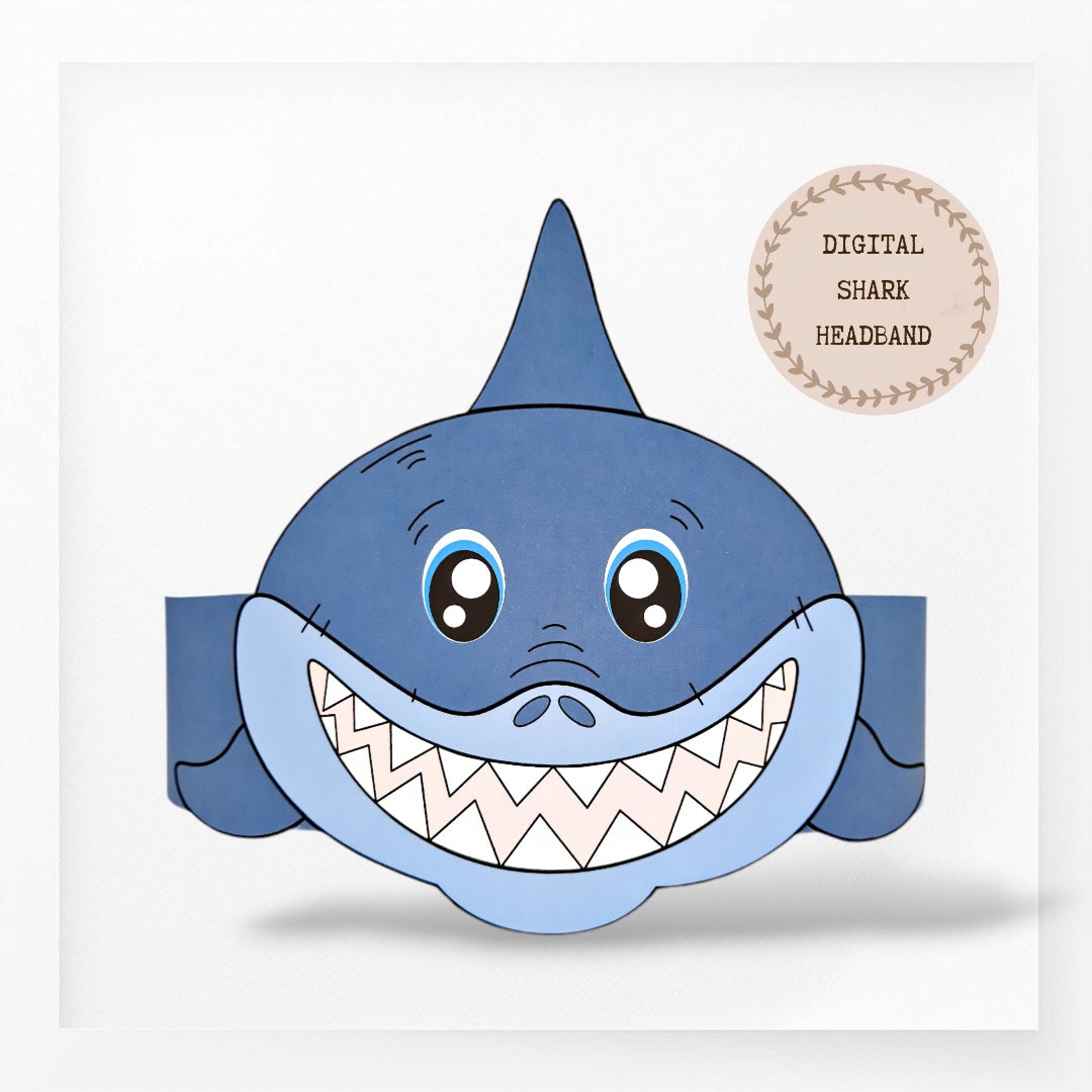 Shark Paper Crown, Animal Paper Hat for Kids, Instant Download Paper ...
