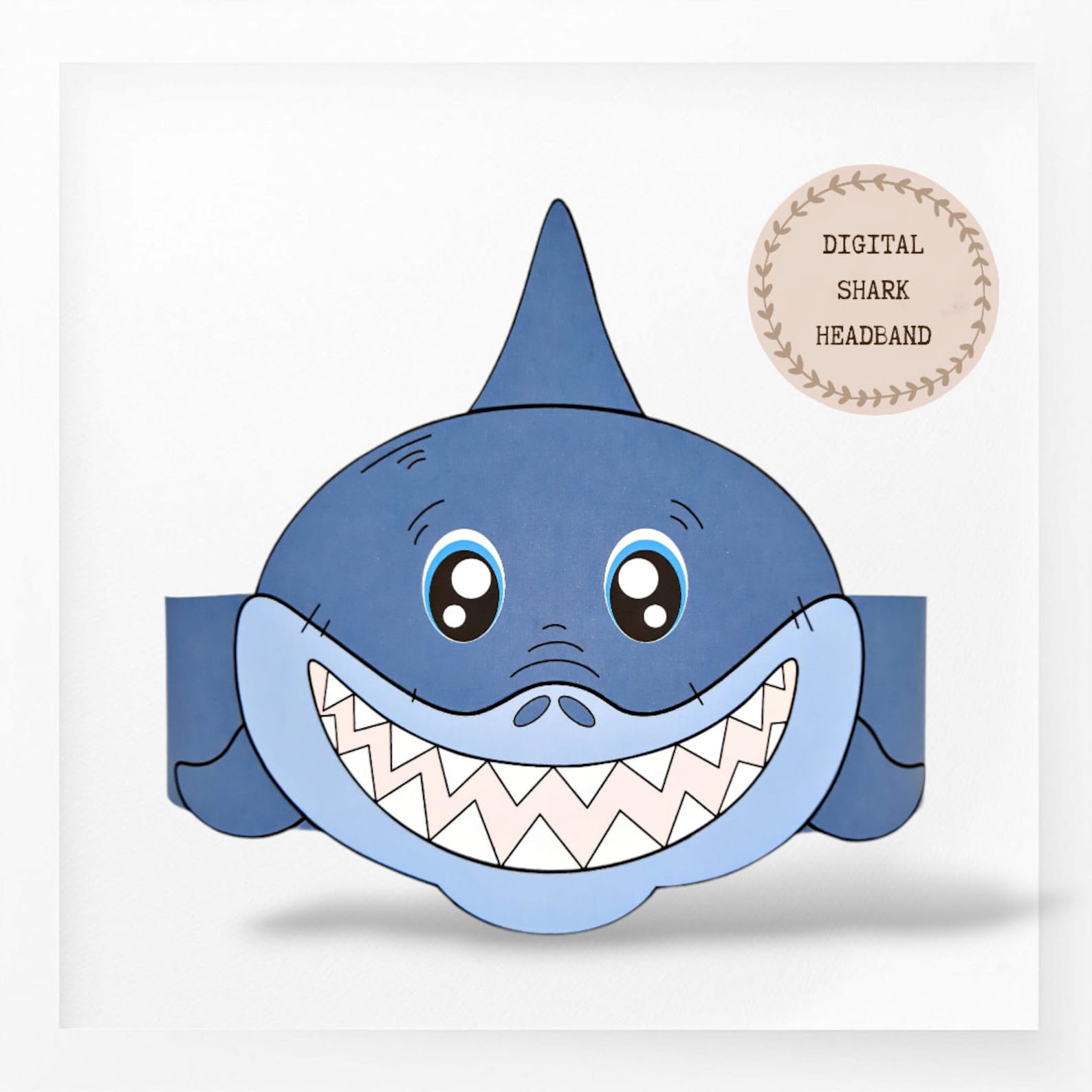 Shark Paper Crown, Animal Paper Hat for Kids, Instant Download Paper ...