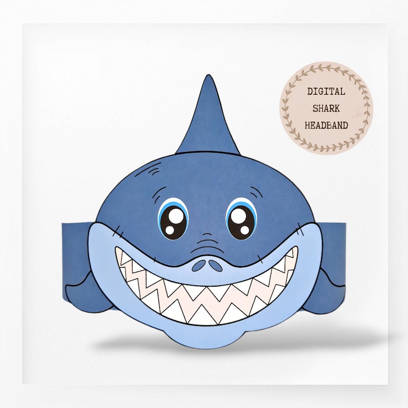 Shark Paper Crown, Animal Paper Hat for Kids, Instant Download Paper ...