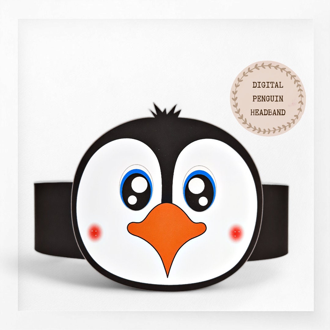 Penguin Paper Crown, Animal Paper Hat for Kids, Instant Download Paper ...