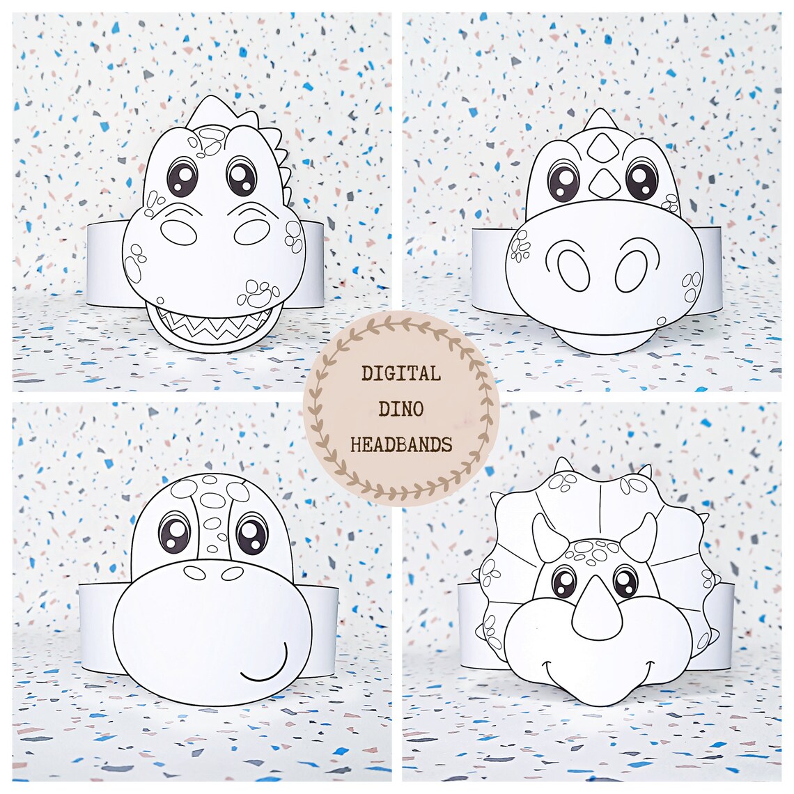 4 Dinosaur Paper Coloring Crowns Dino Paper Hats for Kids - Etsy