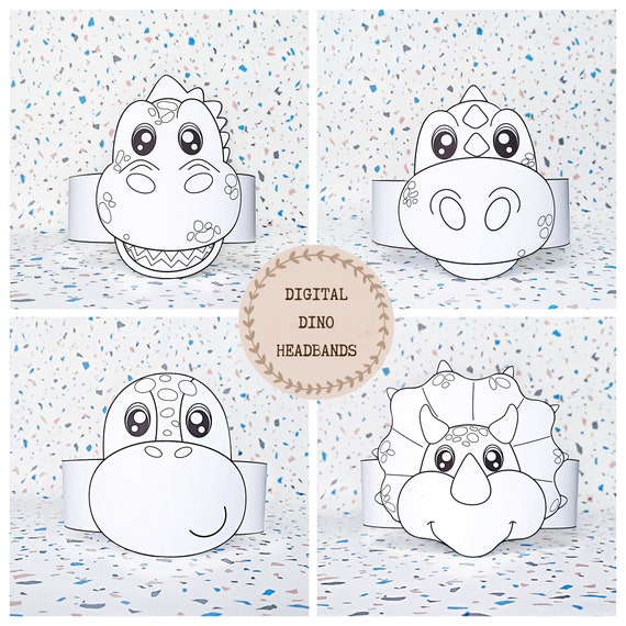 4 Dinosaur Paper Coloring Crowns Dino Paper Hats for Kids - Etsy