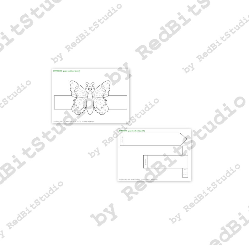 Butterfly Paper Coloring Crown, Bug Paper Hat for Kids, Instant ...