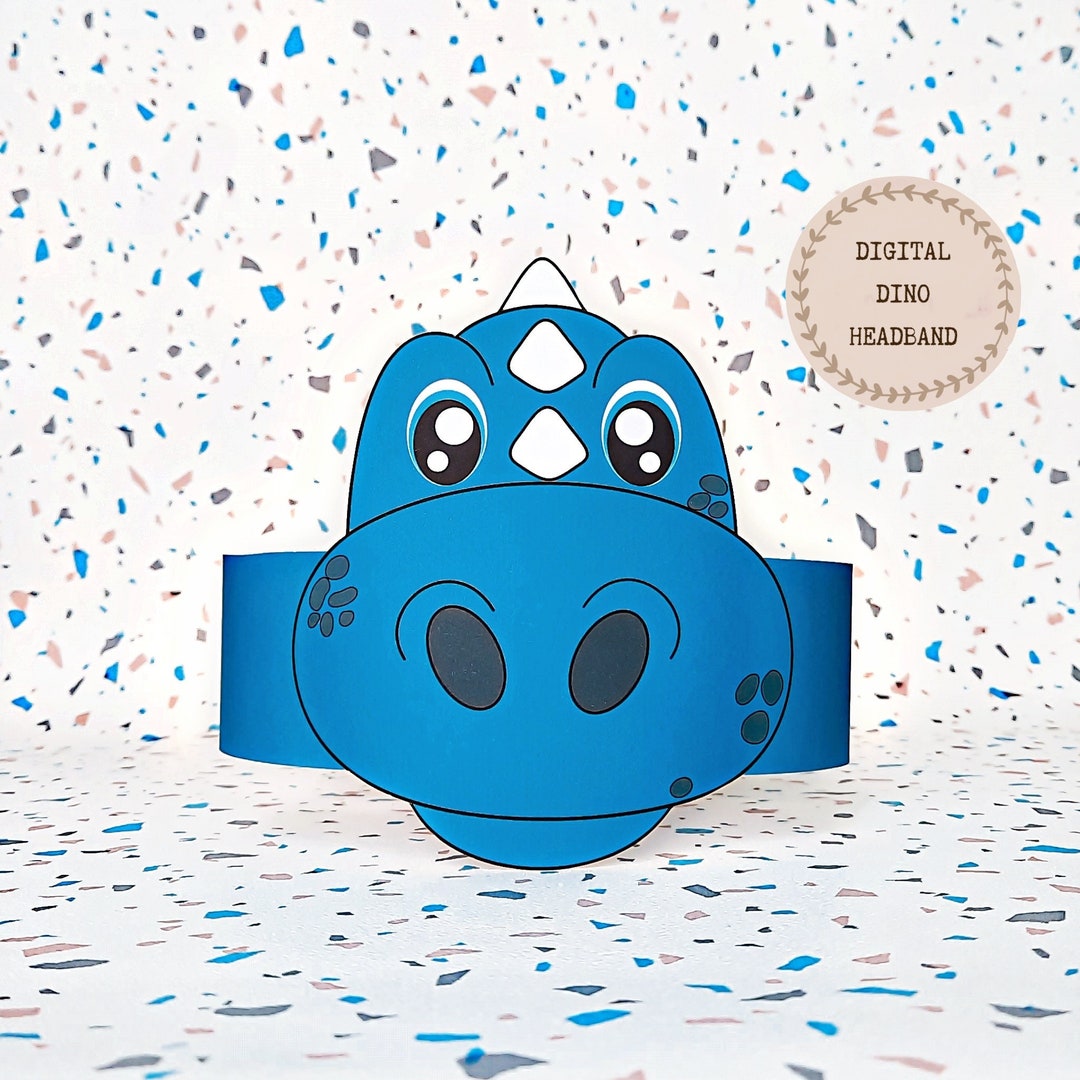 Blue Dinosaur Paper Crown, Animal Paper Hat for Kids, Instant Download ...