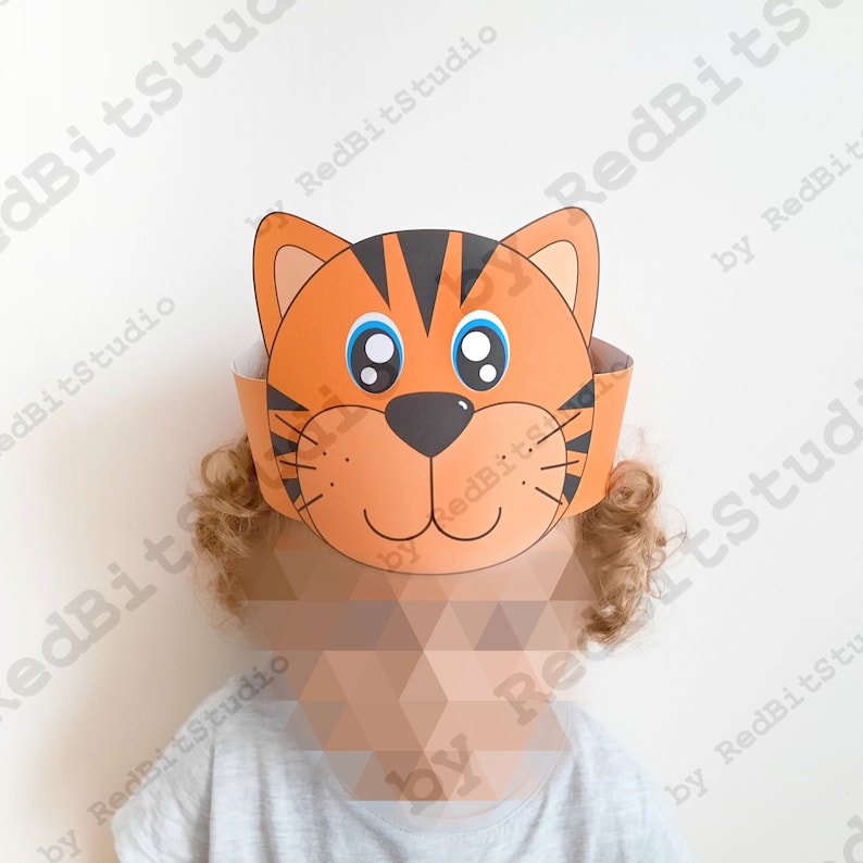 Tiger Paper Crown, Animal Paper Hat for Kids, Instant Download Paper ...