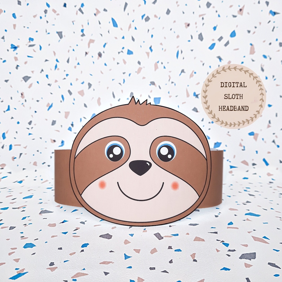 Sloth Paper Crown, Animal Paper Hat for Kids, Instant Download Paper ...