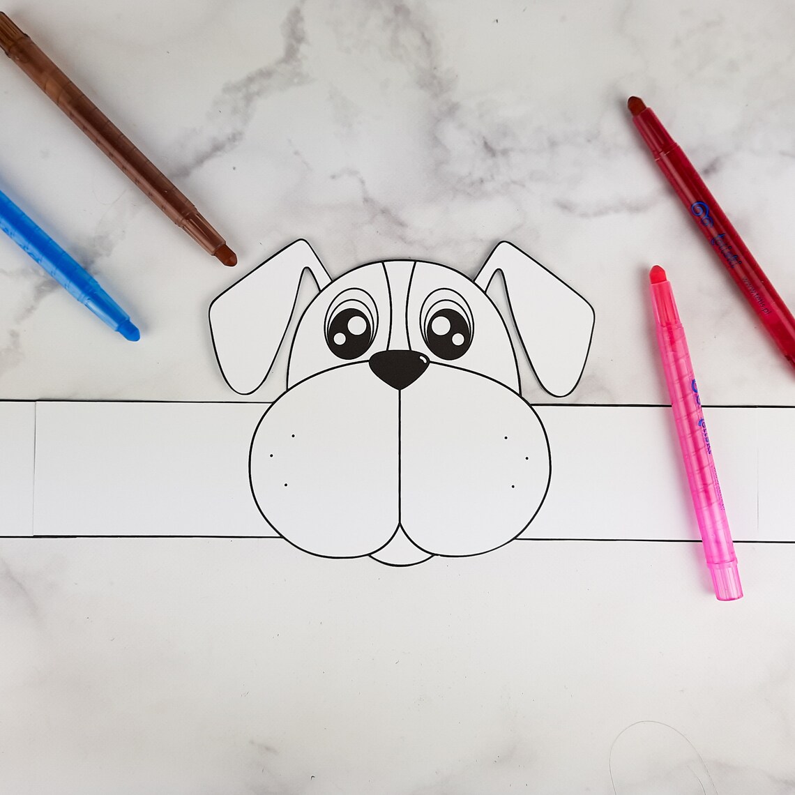 Dog Paper Coloring Crown, Animal Paper Hat for Kids, Instant Download ...