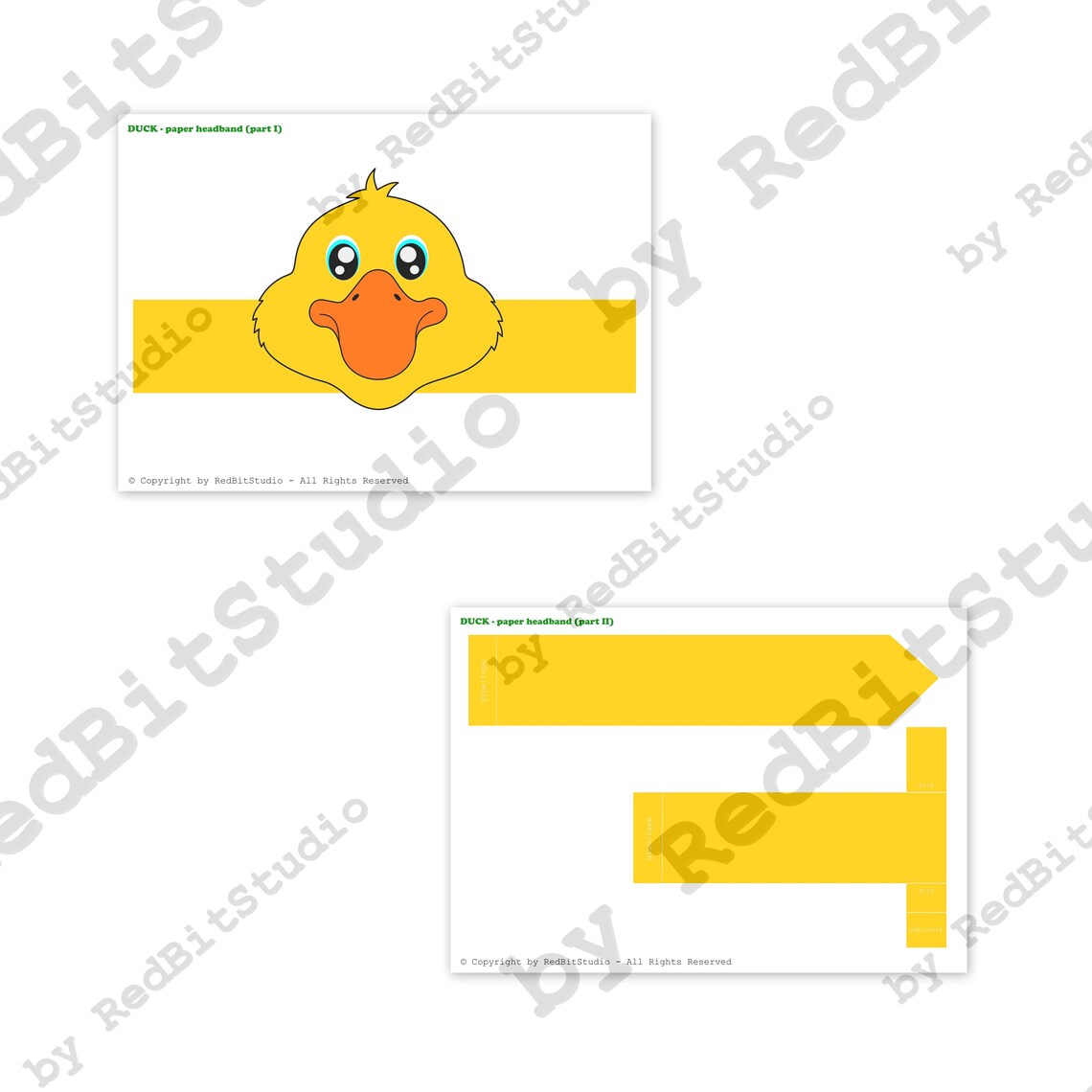 Duck Paper Crown, Animal Paper Hat for Kids, Instant Download Paper ...