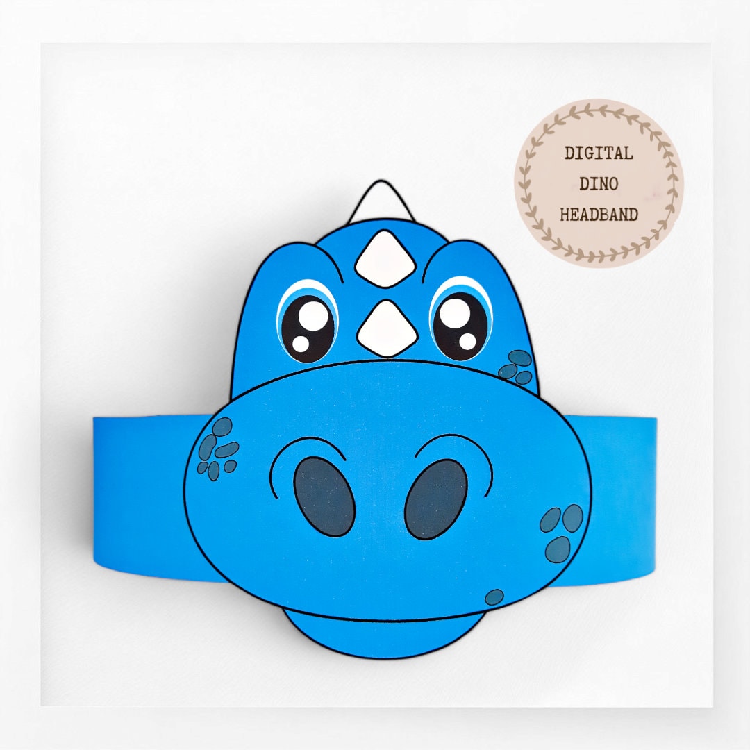 Blue Dinosaur Paper Crown, Animal Paper Hat for Kids, Instant Download ...