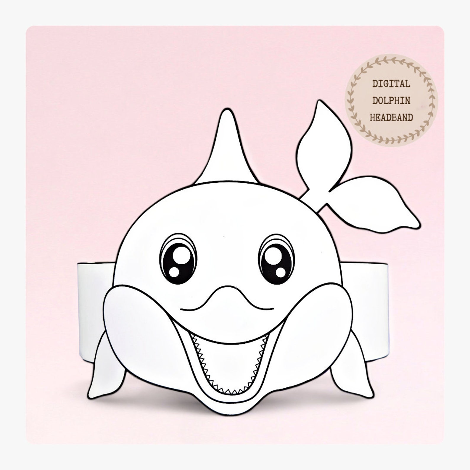 Dolphin Paper Coloring Crown, Animal Paper Hat for Kids, Instant ...