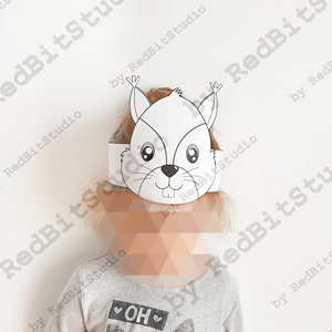 Squirrel Paper Coloring Crown, Animal Paper Hat for Kids, Instant ...