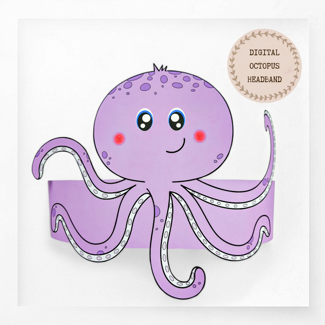 Octopus Paper Crown, Animal Paper Hat for Kids, Sea Instant Download ...