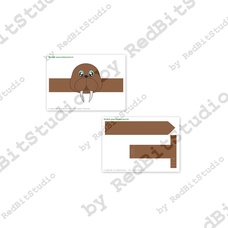 Walrus Paper Crown, Animal Paper Hat for Kids, Instant Download Paper ...