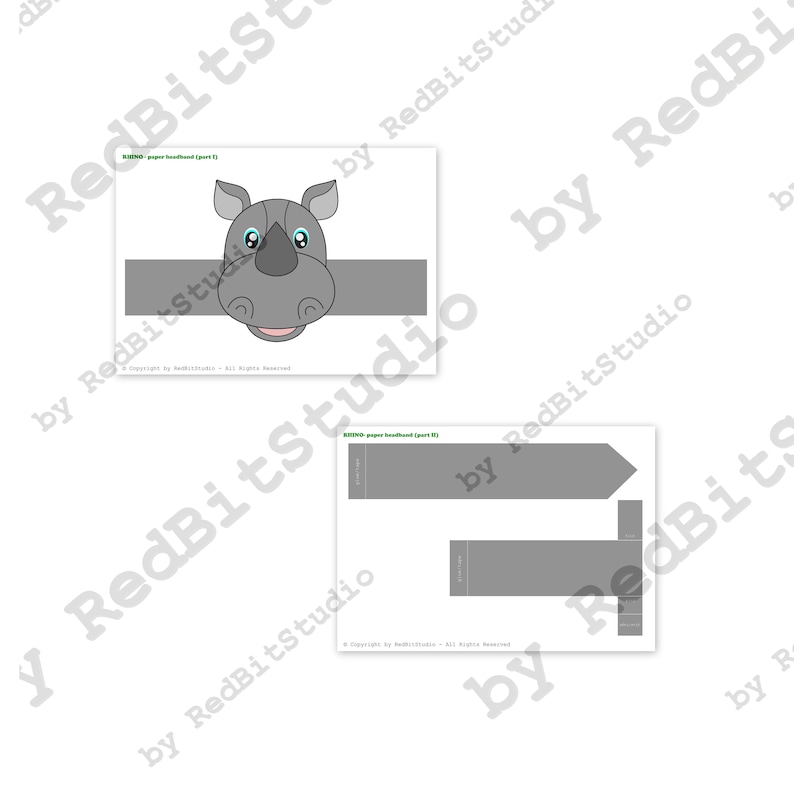 Rhino Paper Crown, Animal Paper Hat for Kids, Instant Download Paper ...