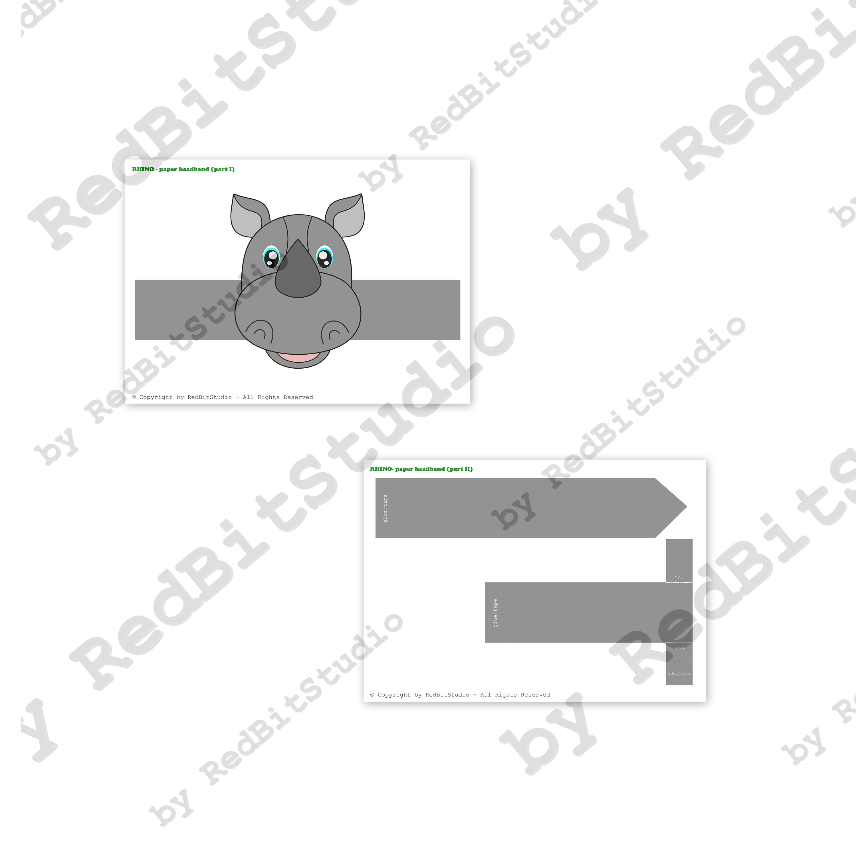 Rhino Paper Crown, Animal Paper Hat for Kids, Instant Download Paper ...