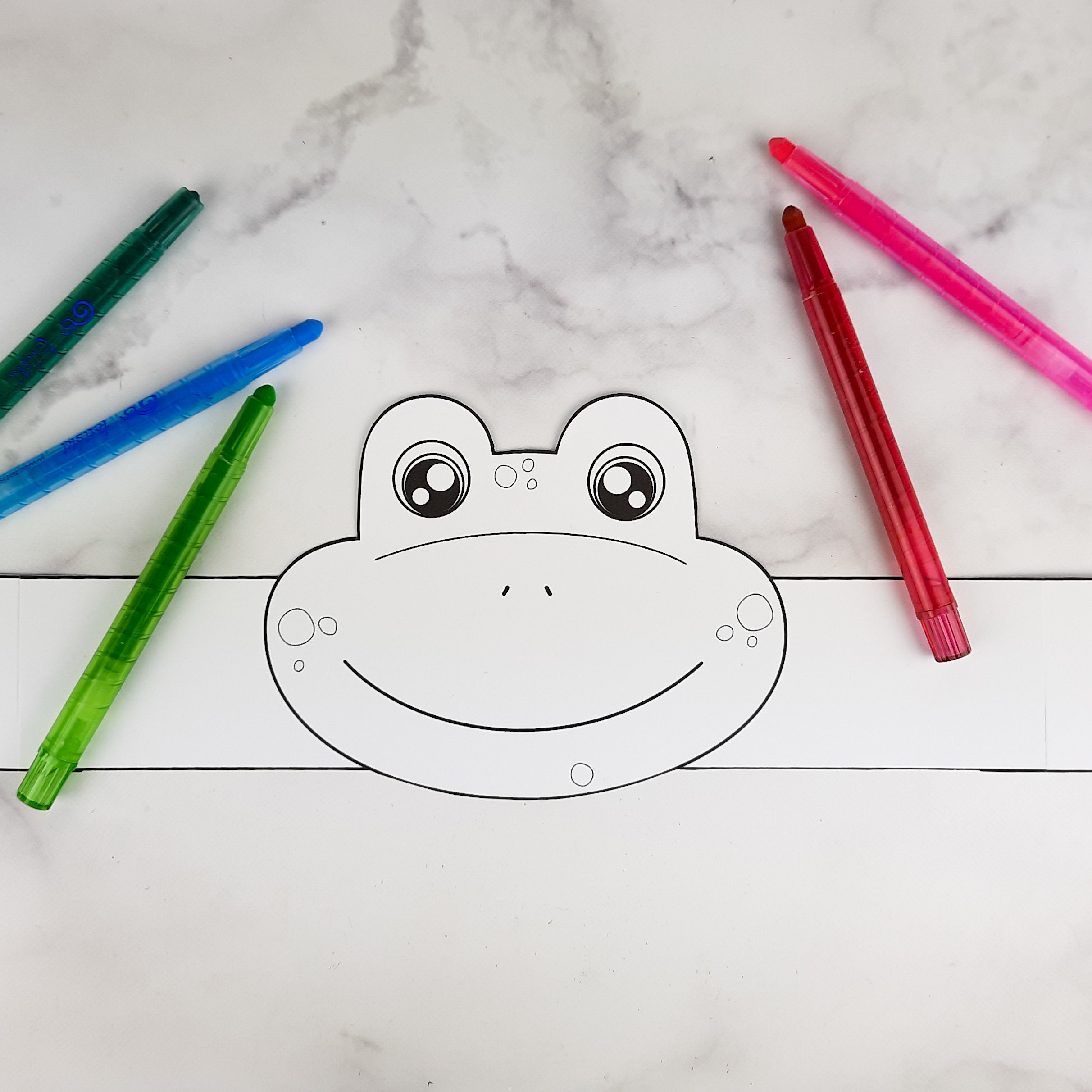 Frog Paper Coloring Crown, Animal Paper Hat for Kids, Instant Download ...