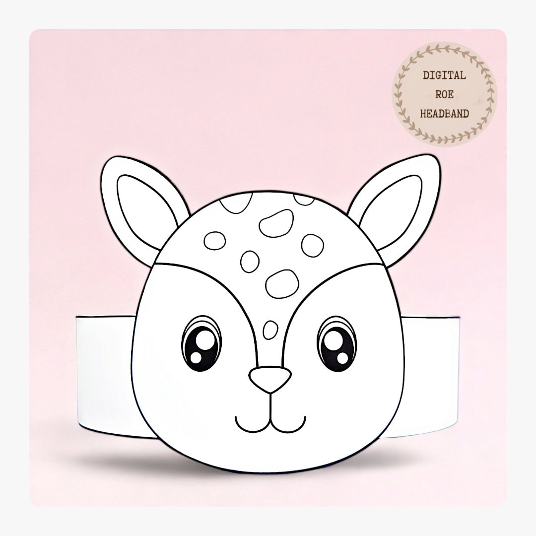 Roe Paper Coloring Crown, Animal Paper Hat for Kids, Instant Download ...