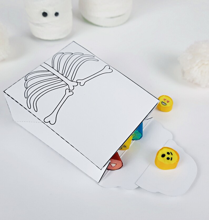 Skeleton Gift Box Printable Favor Box Halloween Template to - Etsy