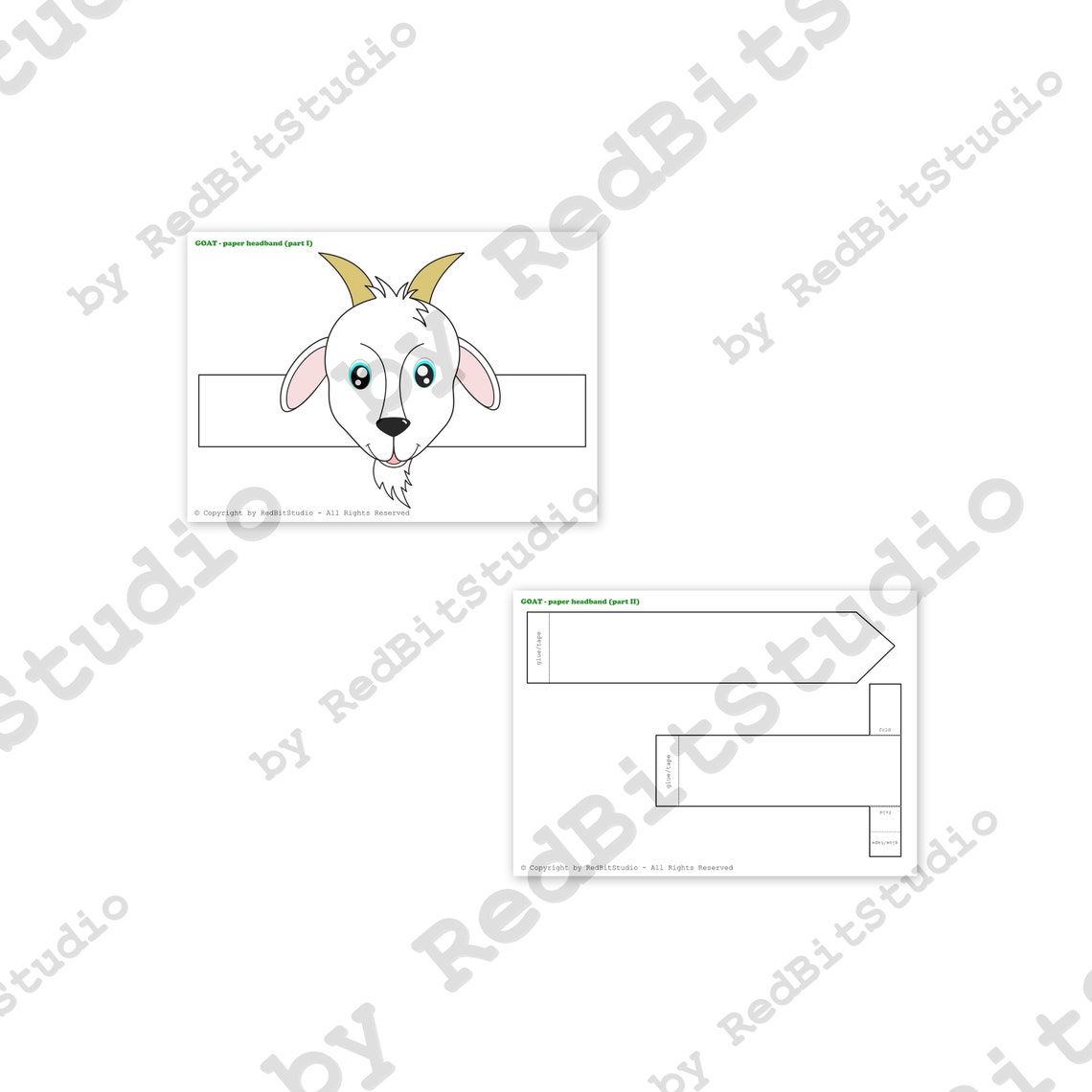 Goat Paper Crown, Animal Paper Hat for Kids, Instant Download Paper ...