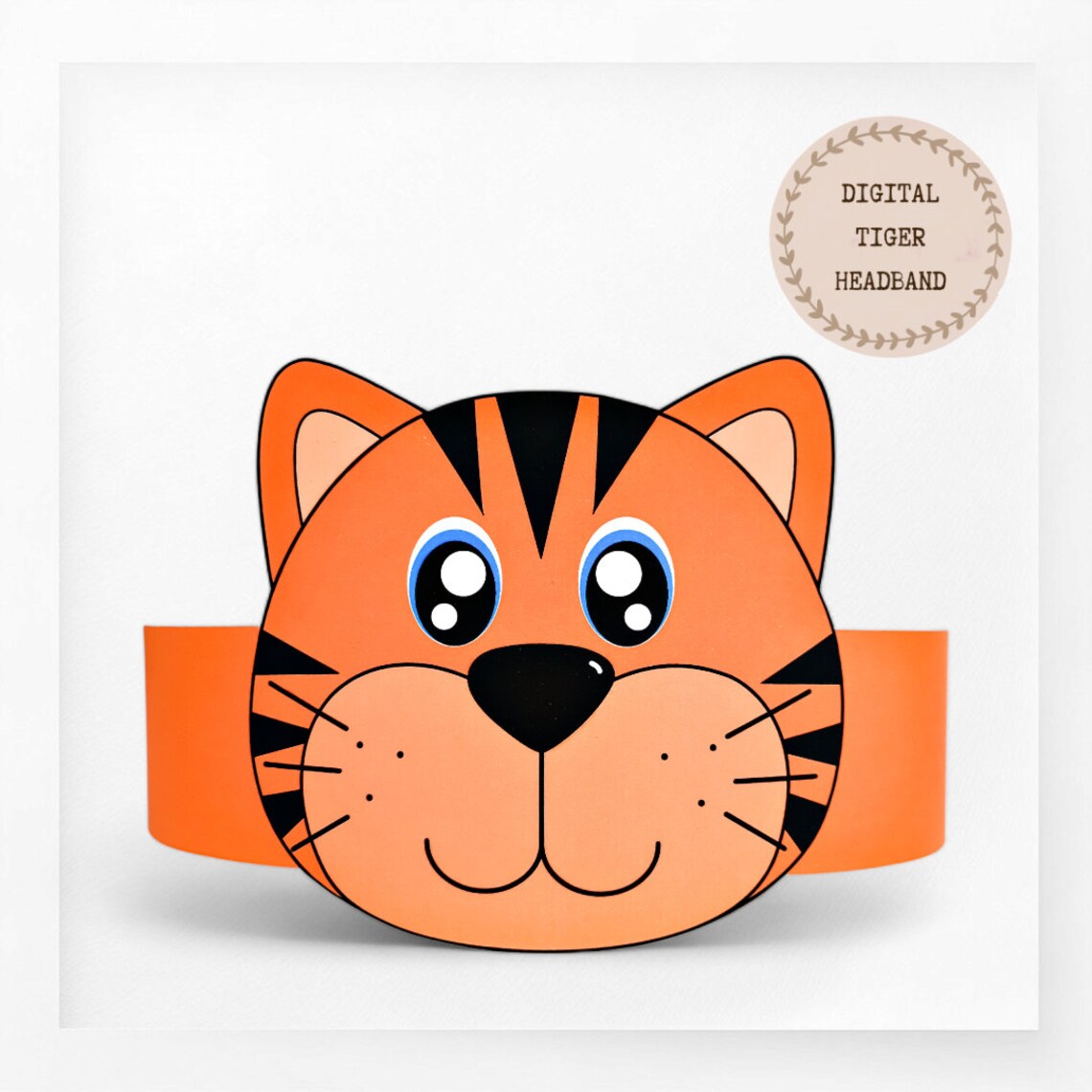 Tiger Paper Crown, Animal Paper Hat for Kids, Instant Download Paper ...