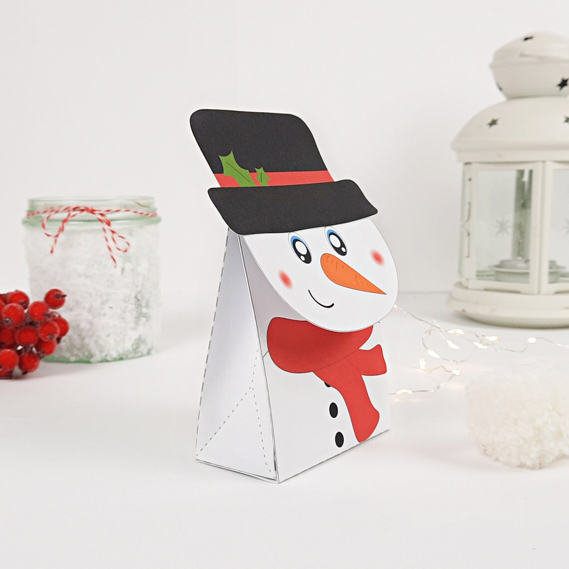 Snowman Gift Box Printable, Favor Box Christmas, Template to Assemble ...