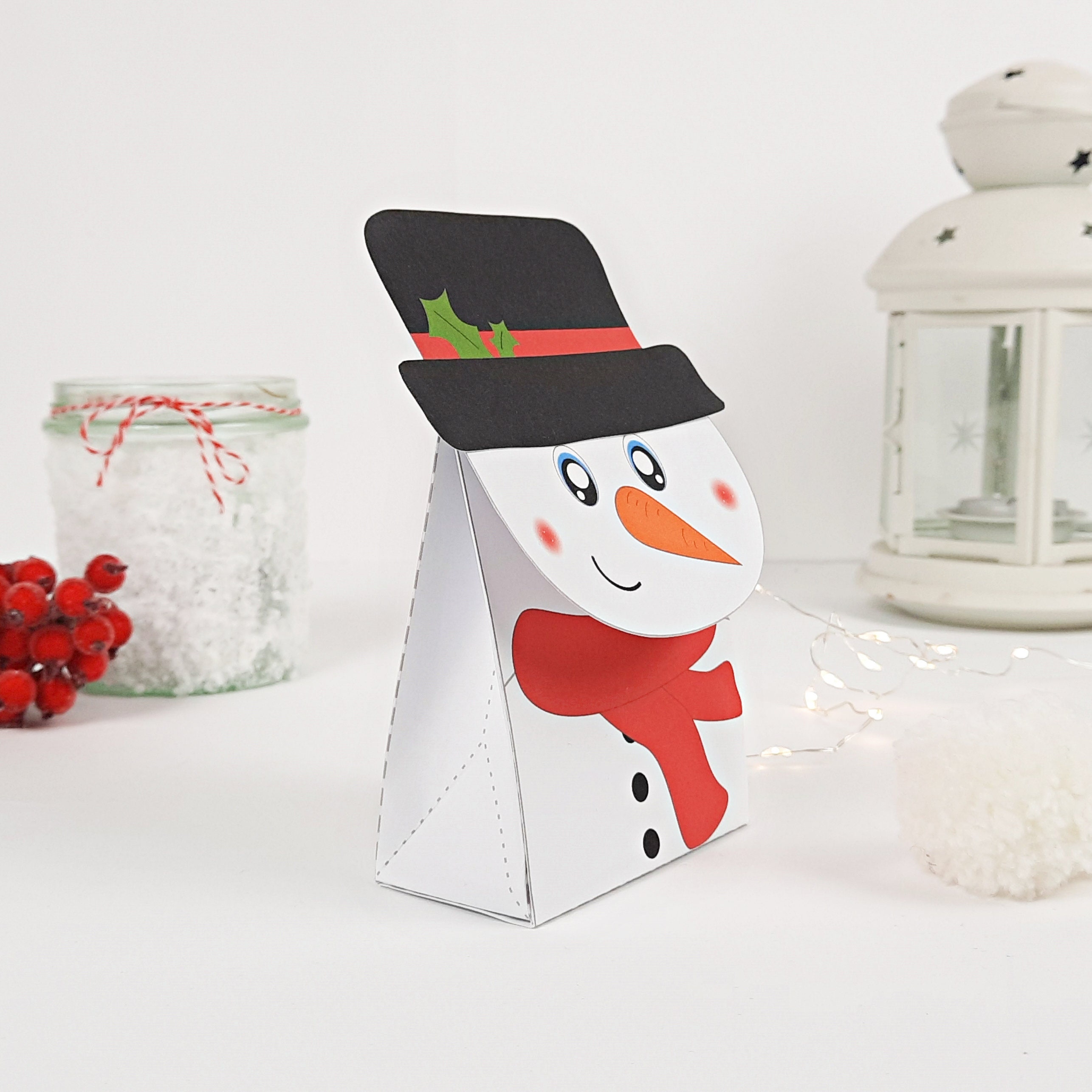 Snowman Gift Box Printable, Favor Box Christmas, Template to Assemble ...