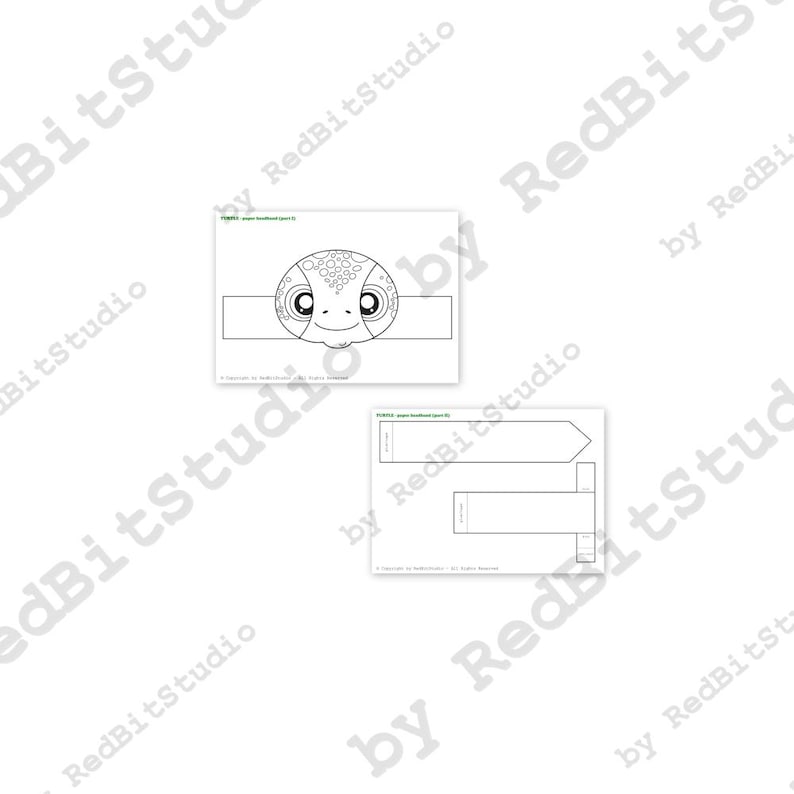 Turtle Paper Coloring Crown, Animal Paper Hat for Kids, Instant ...