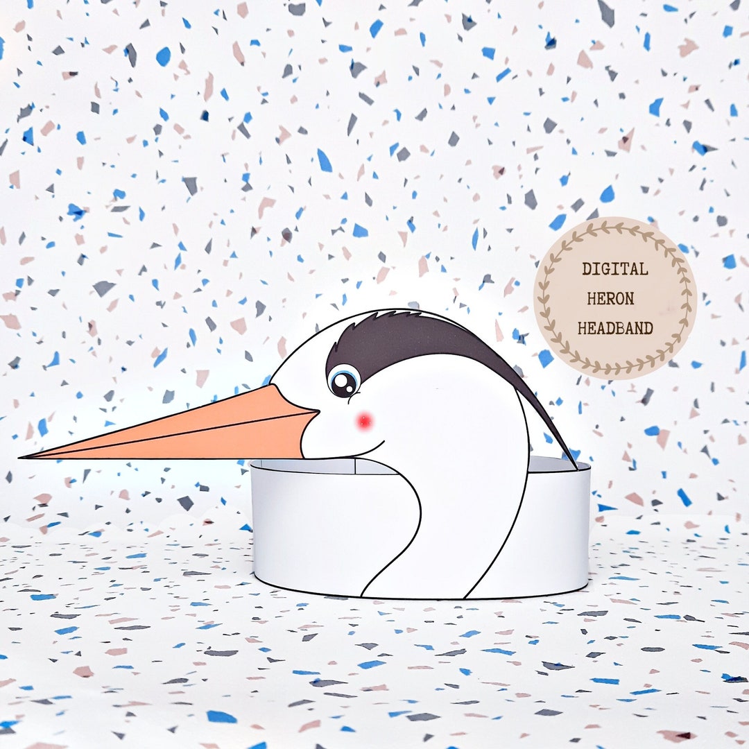 Heron Paper Crown, Animal Paper Hat for Kids, Instant Download Paper ...