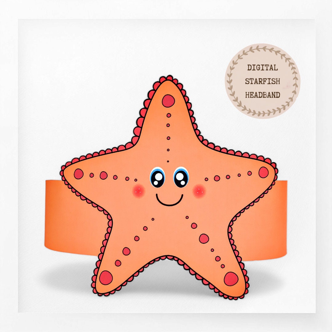 Starfish Paper Crown, Animal Paper Hat for Kids, Instant Download Paper ...