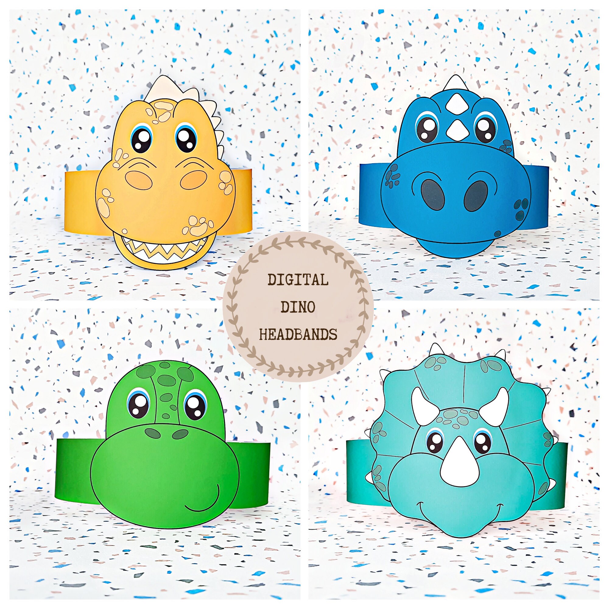 4 Dinosaur Paper Crowns Dino Paper Hats for Kids Instant - Etsy