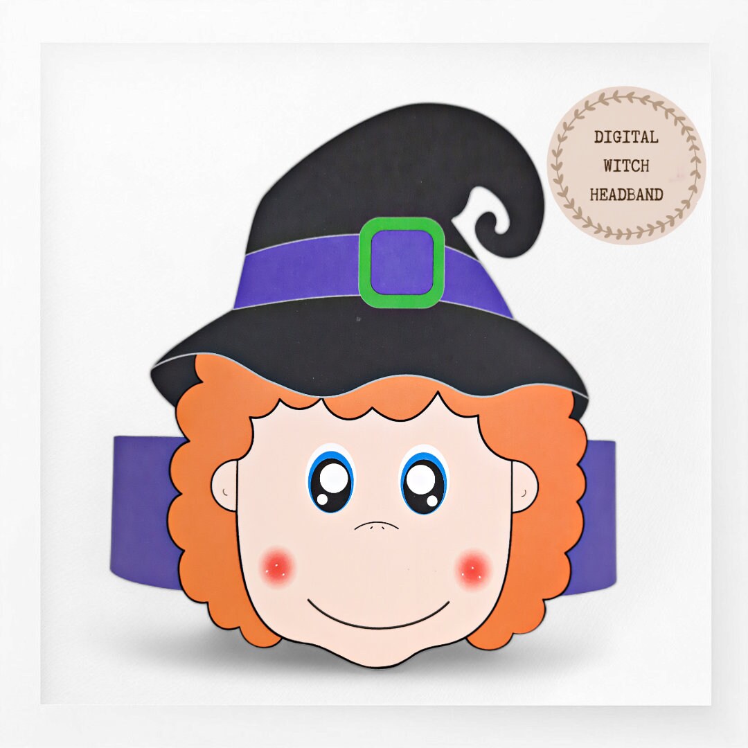 Witch Paper Crown, Halloween Paper Hat for Kids, Instant Download Paper ...