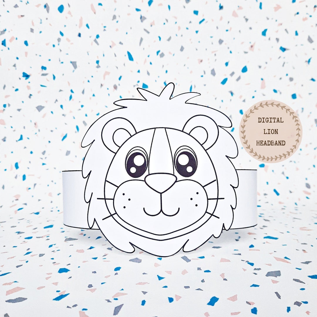 Lion Paper Coloring Crown Animal Paper Hat for Kids Instant - Etsy