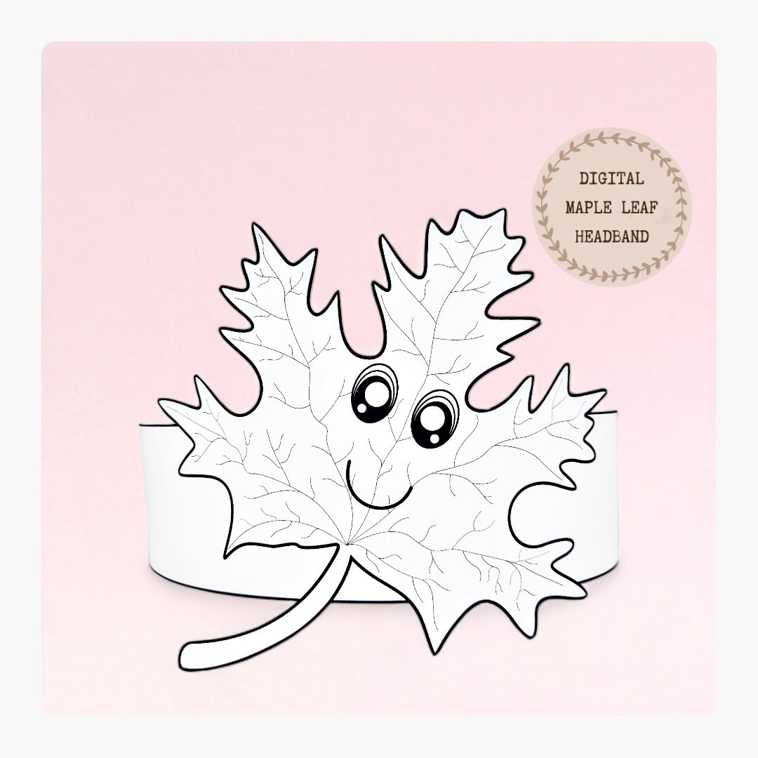 Maple Leaf Paper Coloring Crown,autumn Leaf Paper Hat for Kids,instant ...