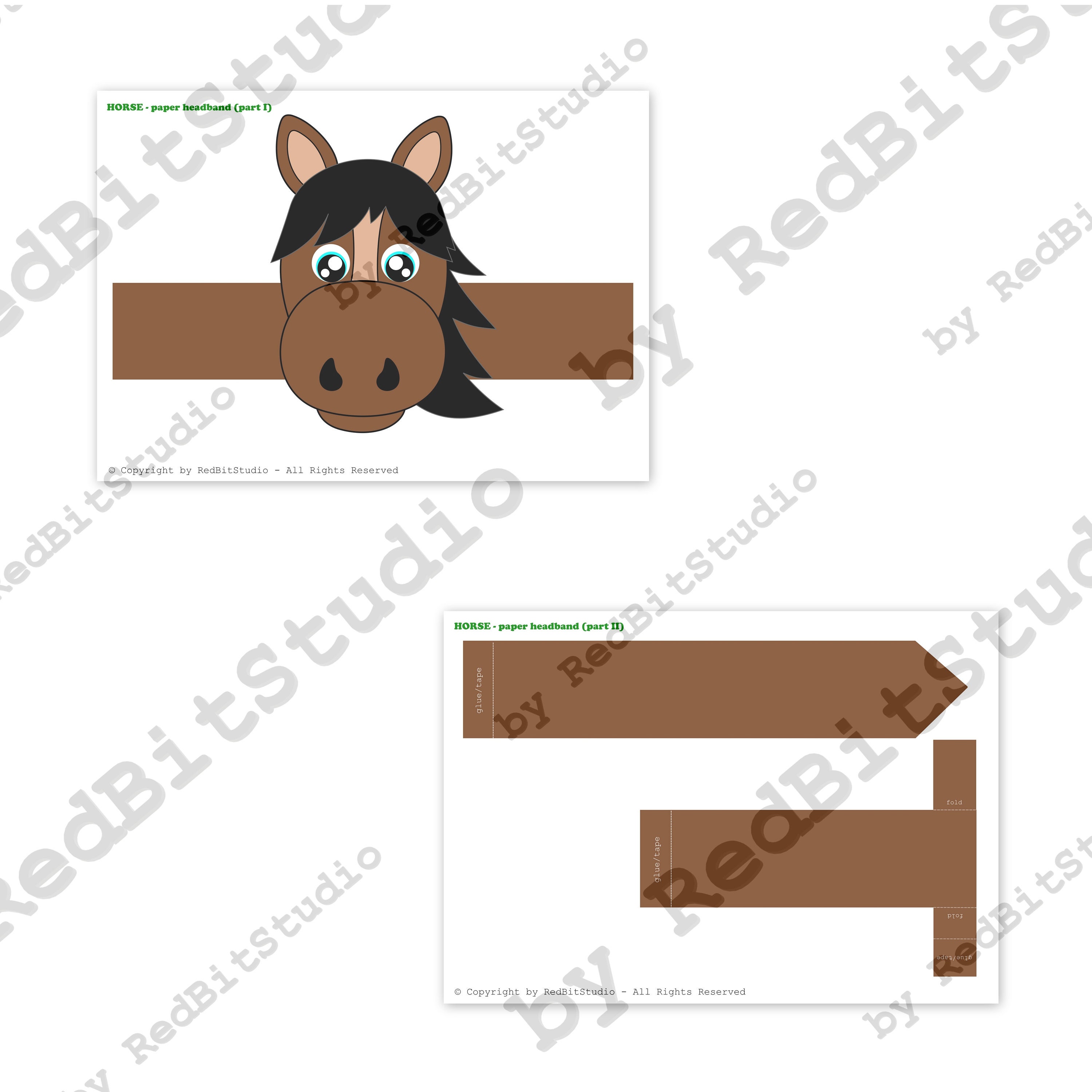 Horse Paper Crown, Animal Paper Hat for Kids, Instant Download Paper ...