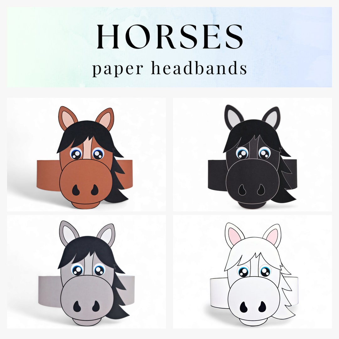 4 Horses Paper Crowns, Horses Paper Hats for Kids, Instant Download ...