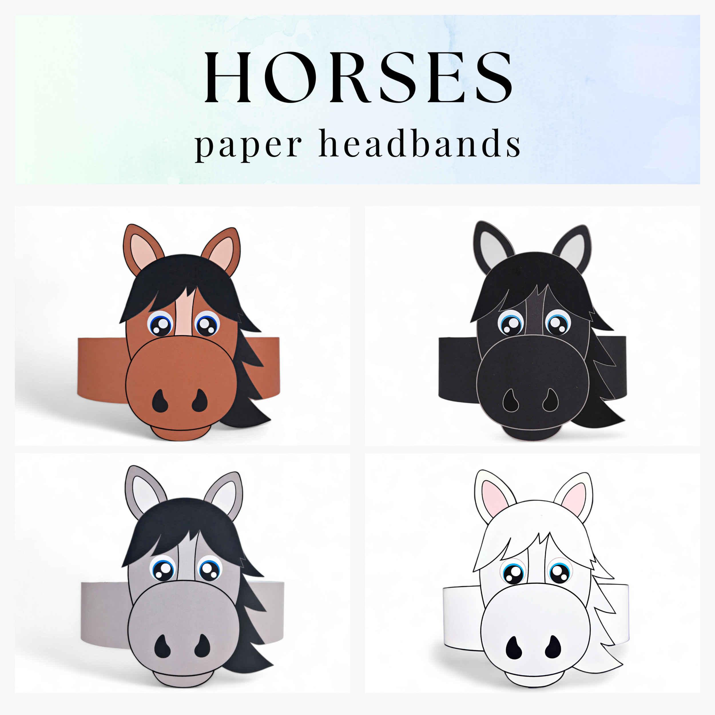 4 Horses Paper Crowns, Horses Paper Hats for Kids, Instant Download ...