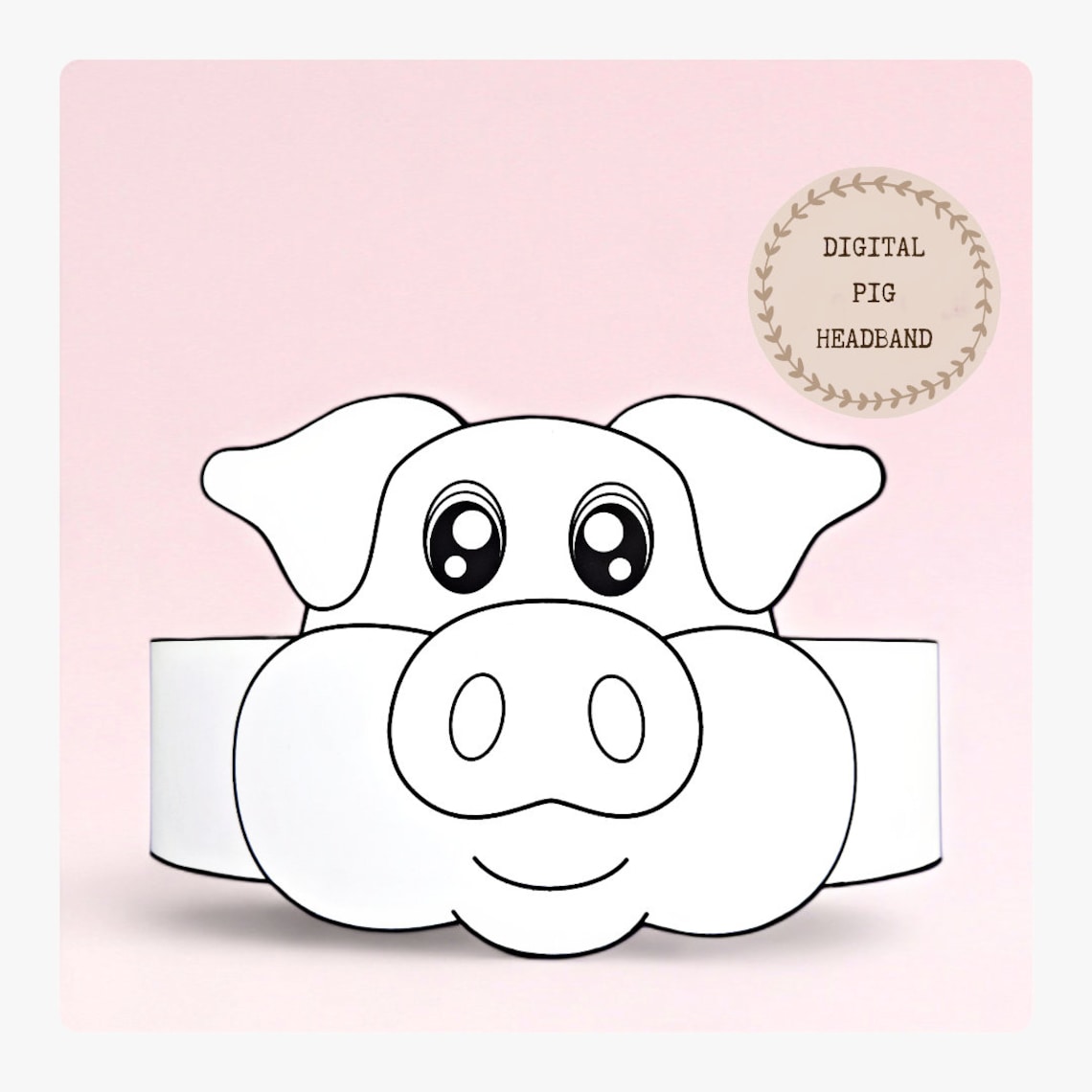 Pig Paper Coloring Crown, Animal Paper Hat for Kids, Instant Download ...